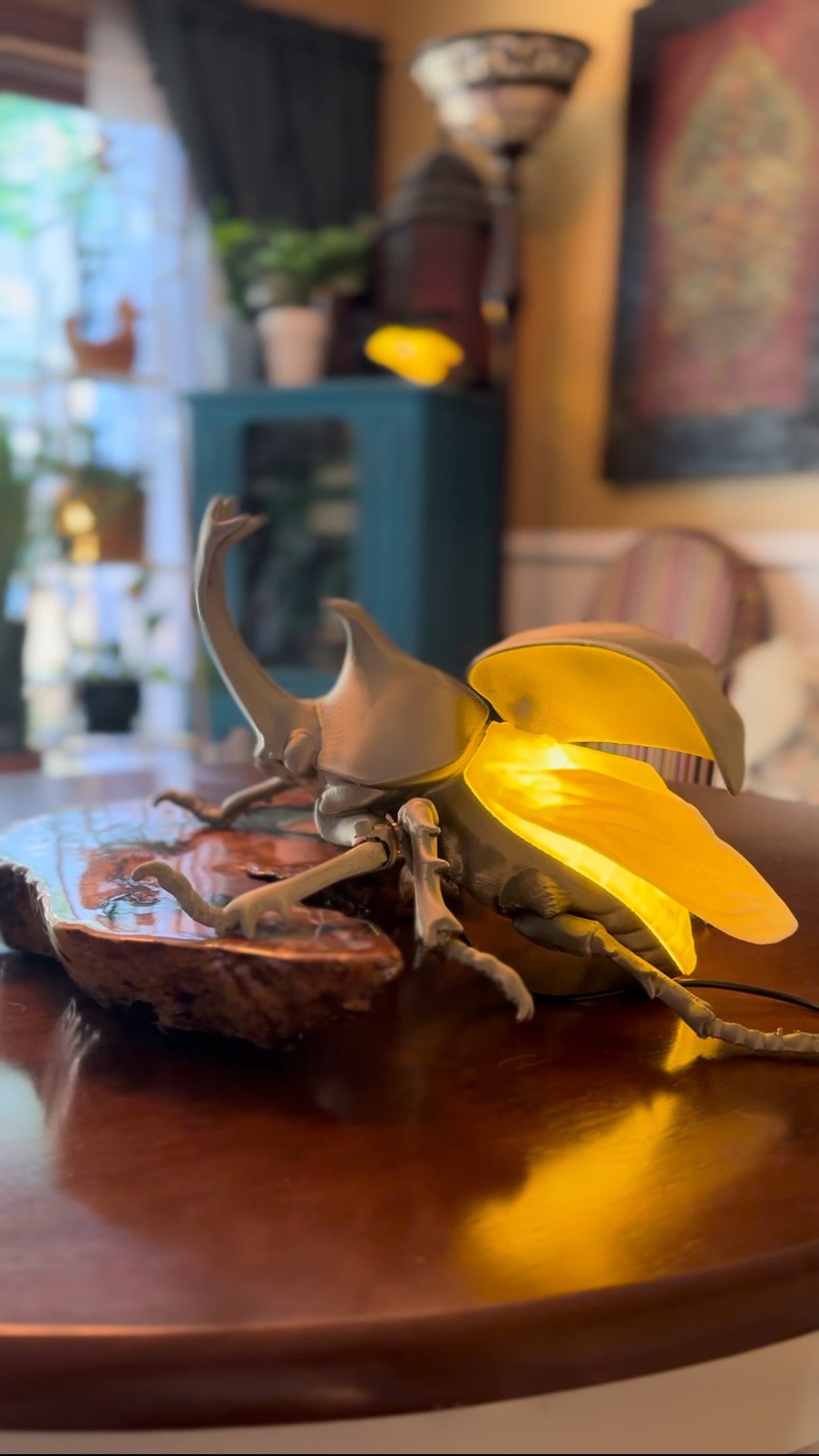 Rhino Beetle Accent Lamp: 3D Printed Insect-Inspired Night Light – Faux ...