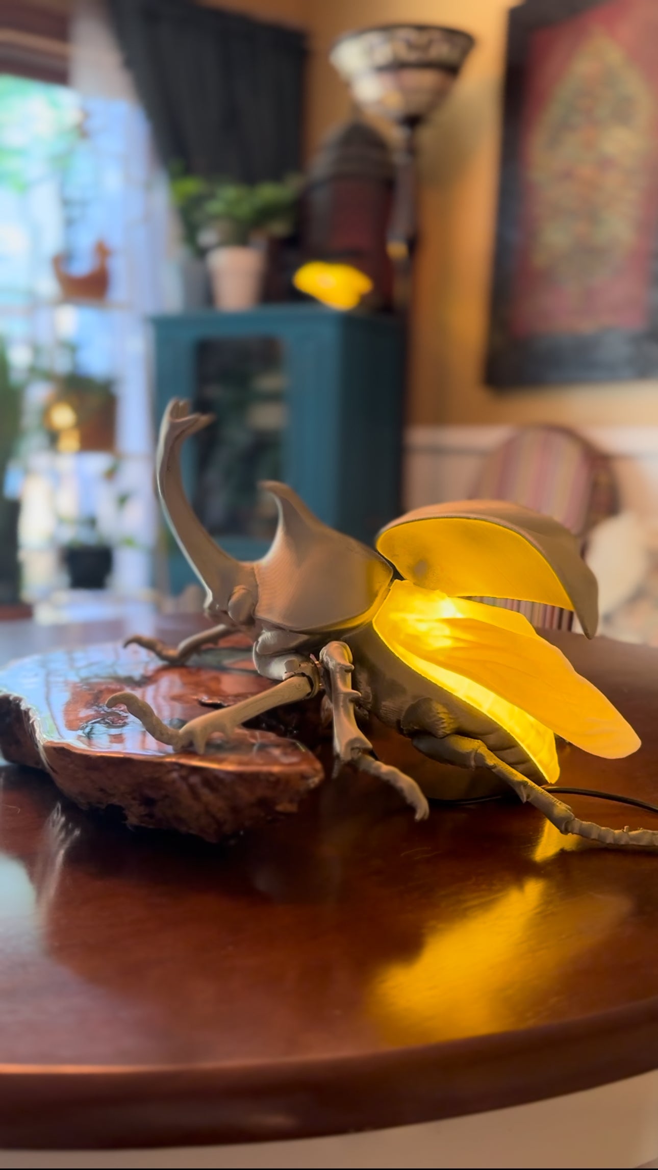 Rhino Beetle Accent Lamp: 3D Printed Insect-Inspired Night Light – Faux ...